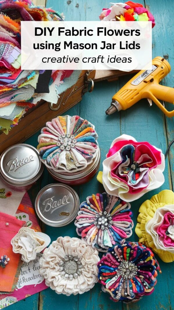 DIY Fabric Flowers Using Mason Jar Lids: Creative Craft Ideas